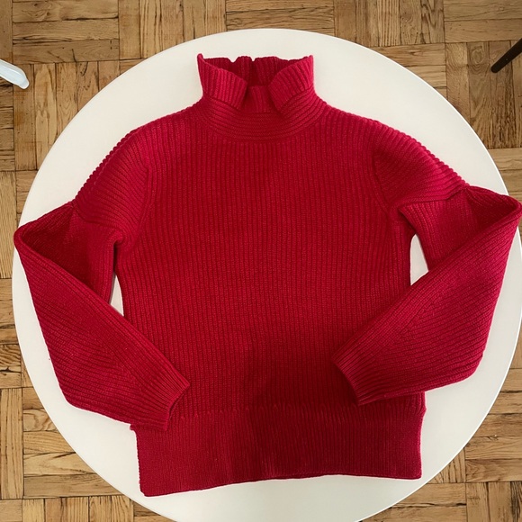 Club Monaco | Sweaters | Club Monaco Red Wool Sweater Ruffle Neck ...